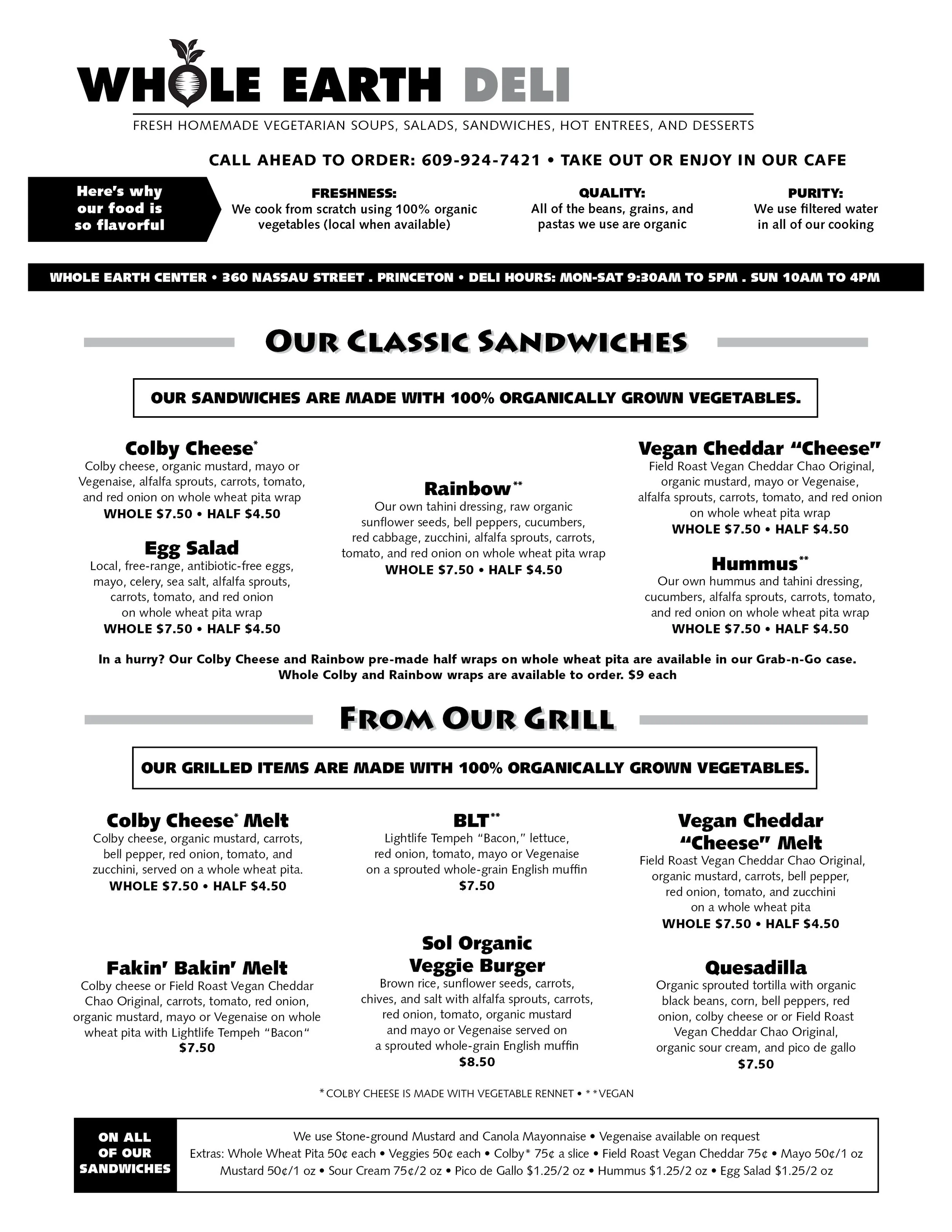 Deli Menu — Whole Earth Center