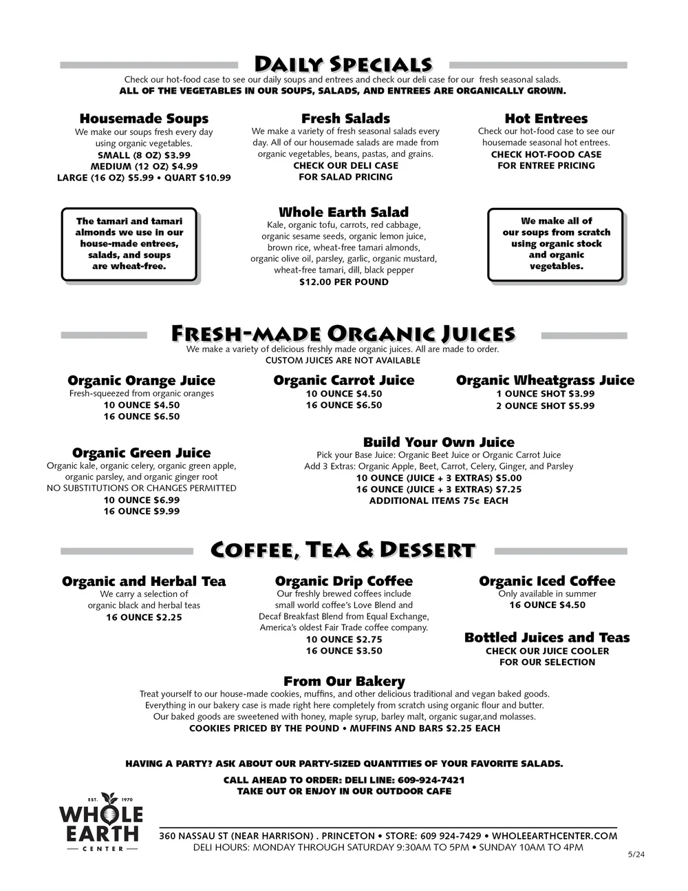 Deli Menu — Whole Earth Center