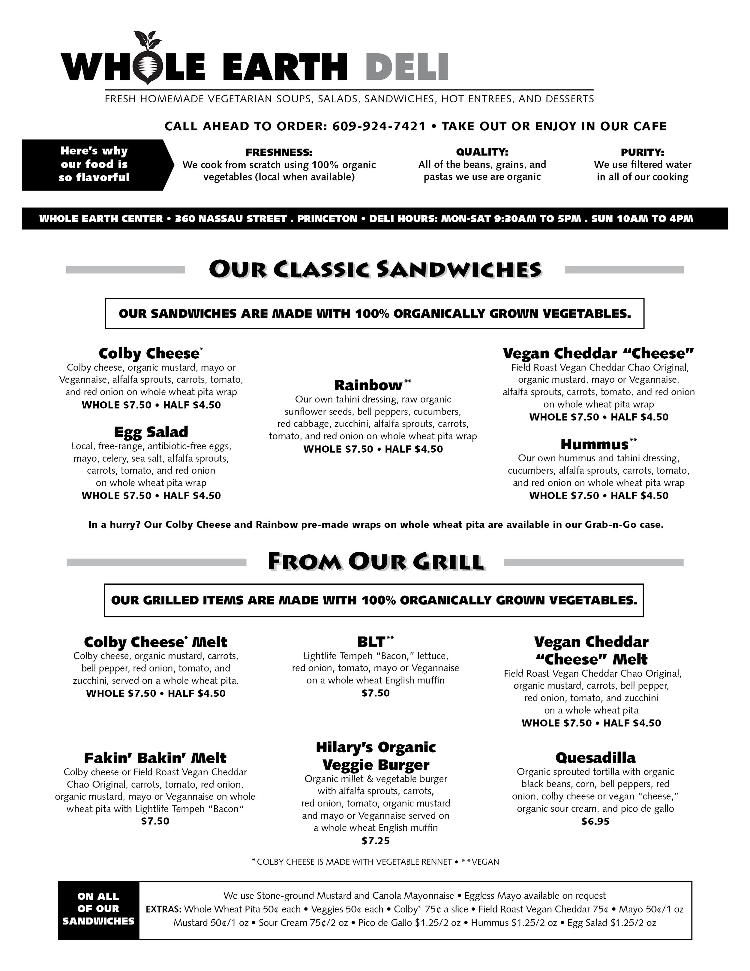 Deli Menu — Whole Earth Center