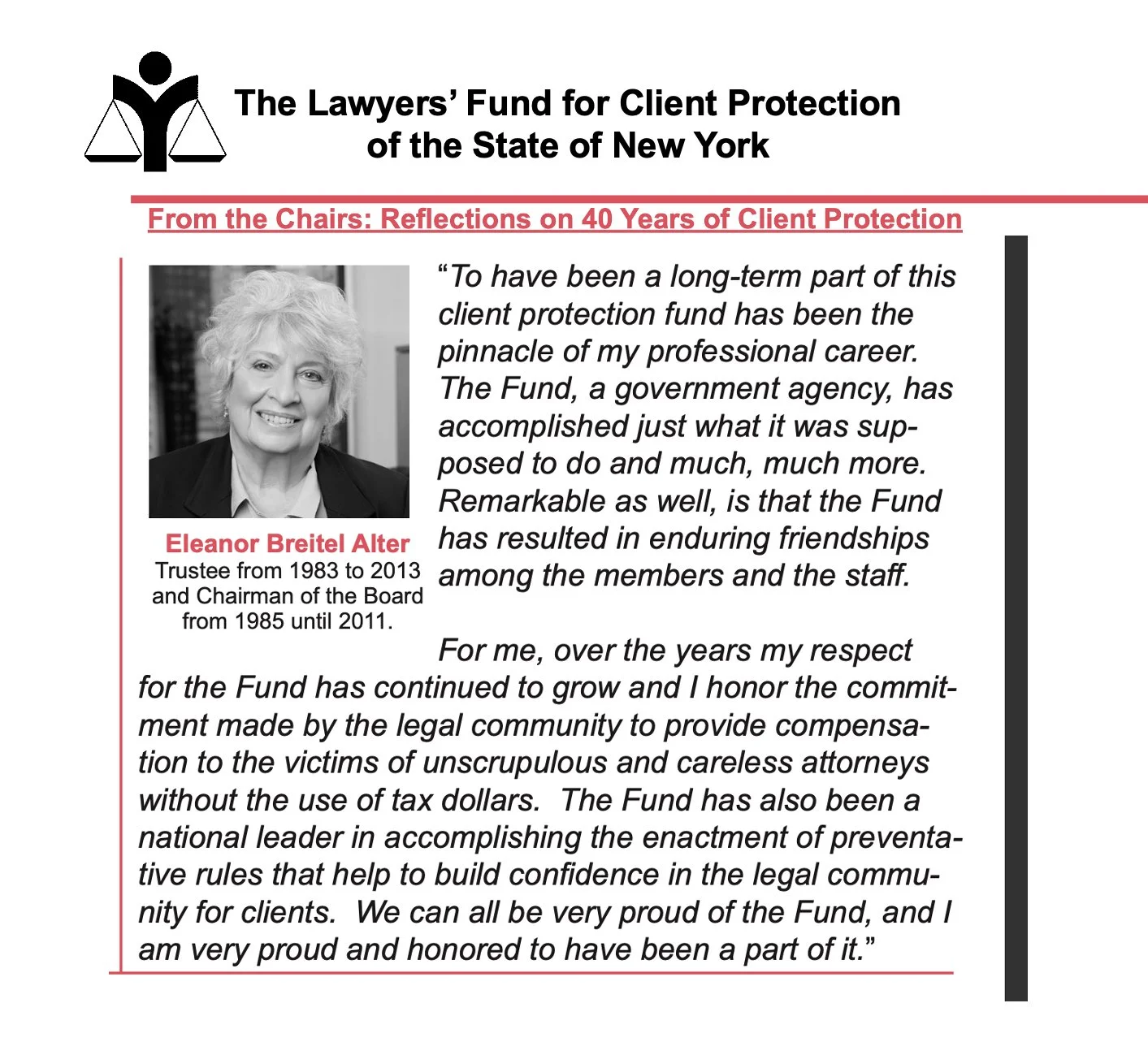 Eleanor B. Alter Recently Featured in 2022 Annual Report for the ...