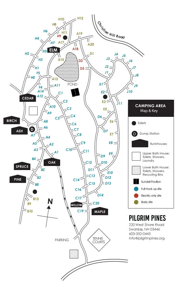 Camping Area Map — Pilgrim Pines