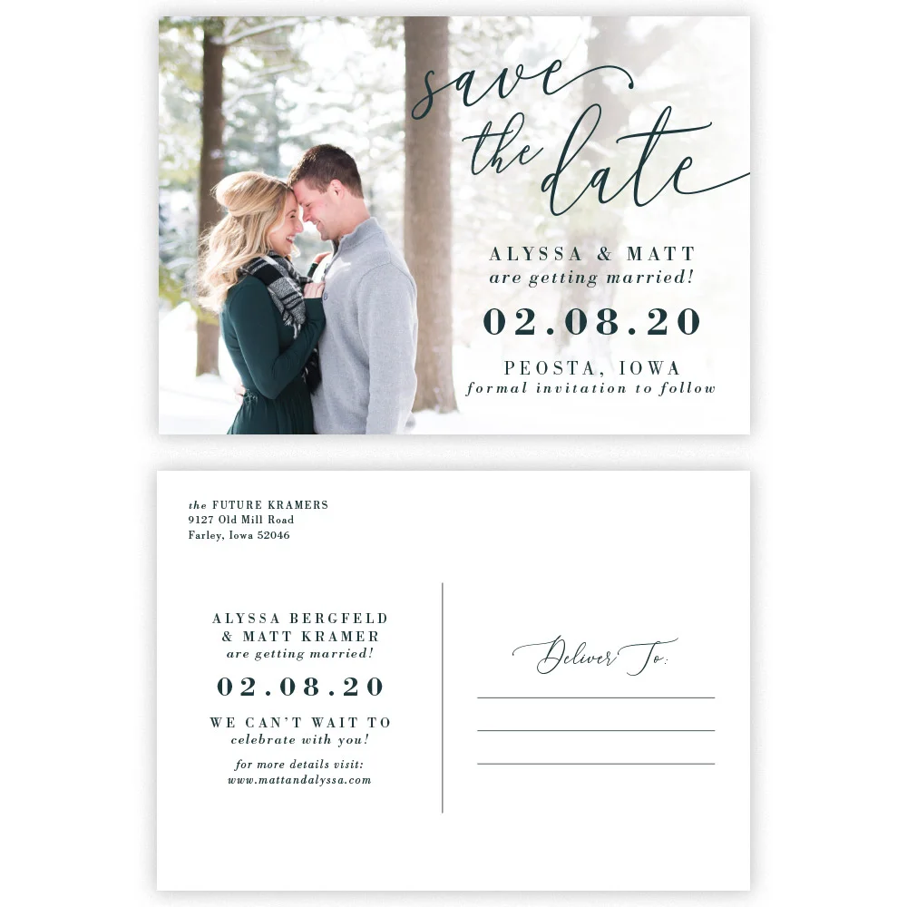 Paper Save The Dates Save The Date Postcards with Photo Invitations ...