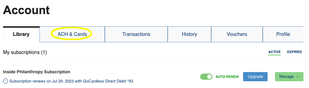 Help with ACH Setup | Inside Philanthropy