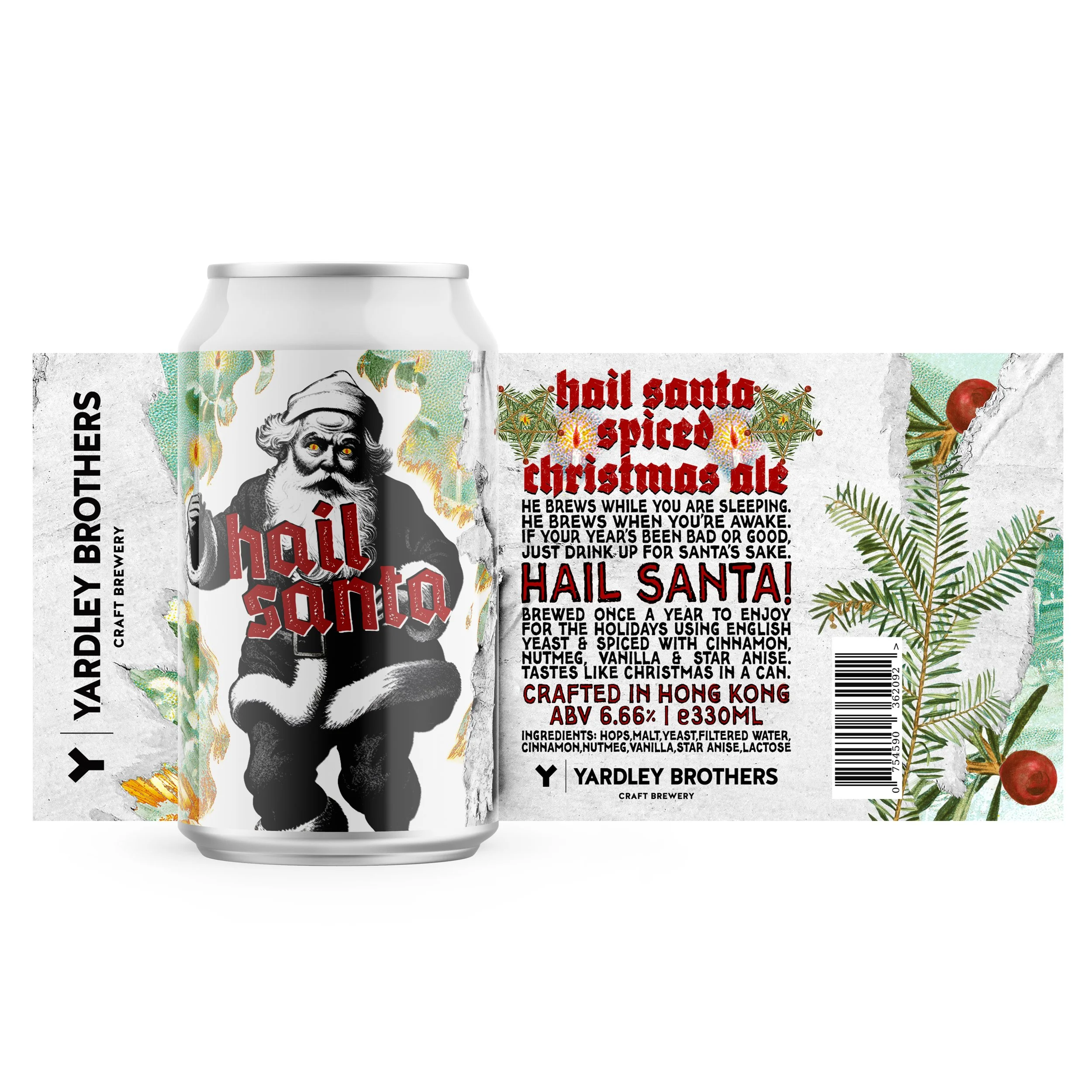 Hail Santa Spiced Christmas Ale ABV 6.66% 330ML CAN — Yardley Brothers ...