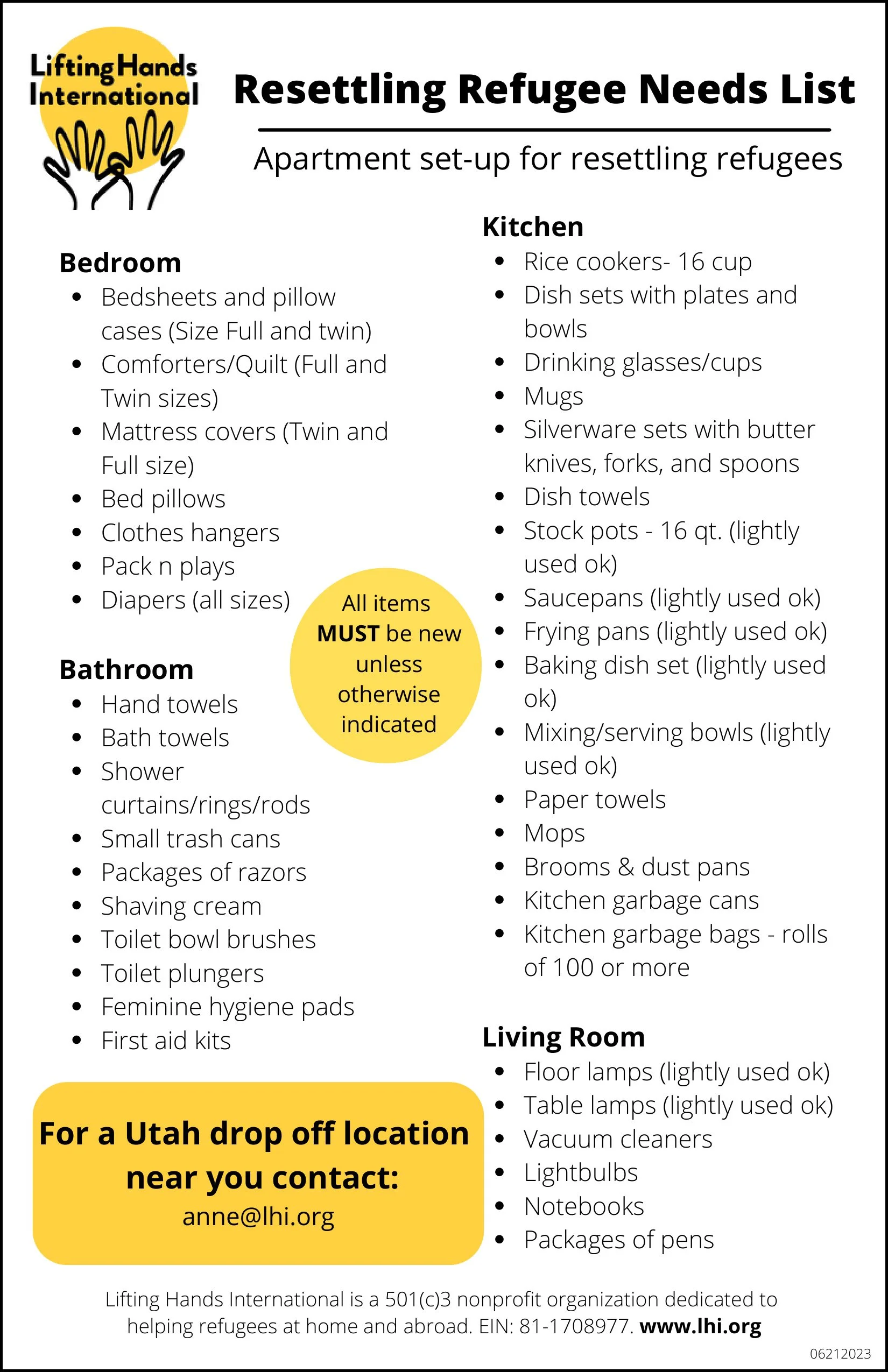 Lifting Hands International — Needs List