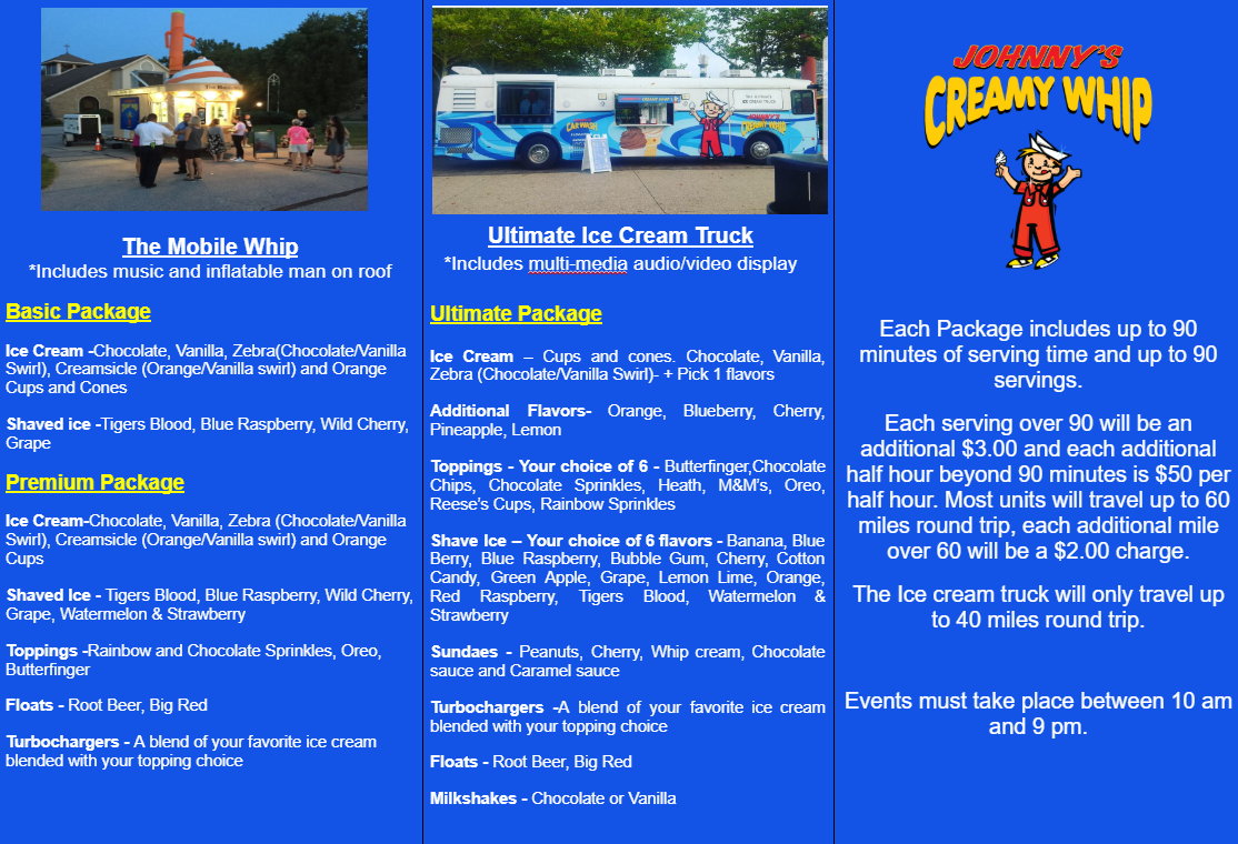 Menu — Johnny's Creamy Whip