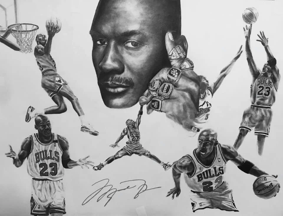 Michael Jordan Black And White Drawing