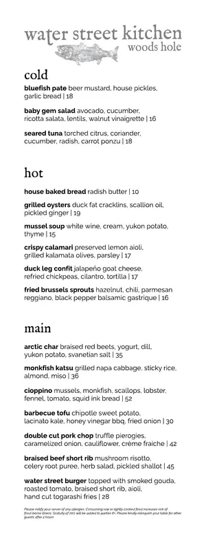 water street kitchen - menu