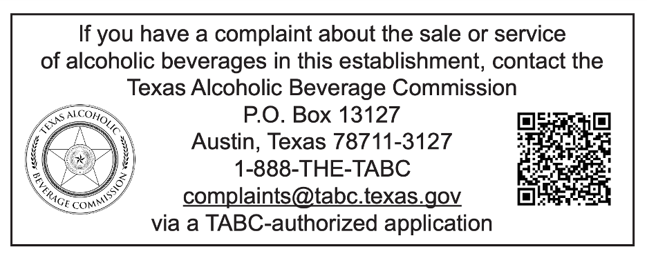 TABC-Required Postings & Signs — Storm Liquor License