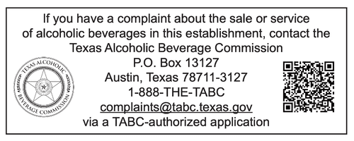 TABC-Required Postings & Signs — Storm Liquor License