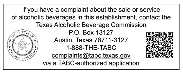 TABC-Required Postings & Signs — Storm Liquor License