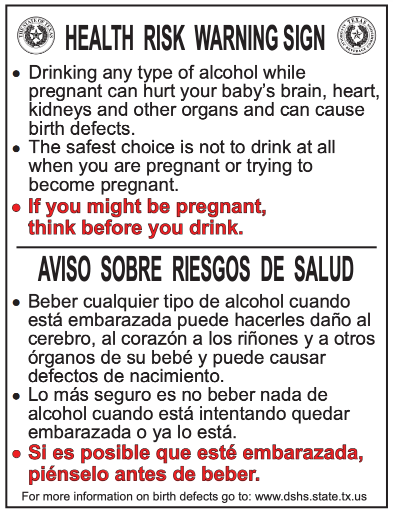 TABC-Required Postings & Signs — Storm Liquor License