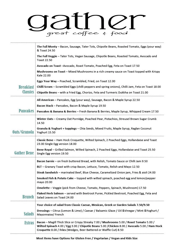 Menu — gather foodhouse | Award Winning Cafe - Frankton, Hamilton