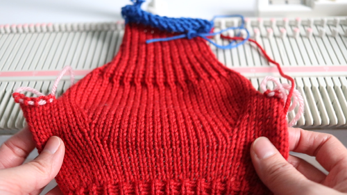 Simple fingerless mitten with thumb shaping on an LK150 knitting ...