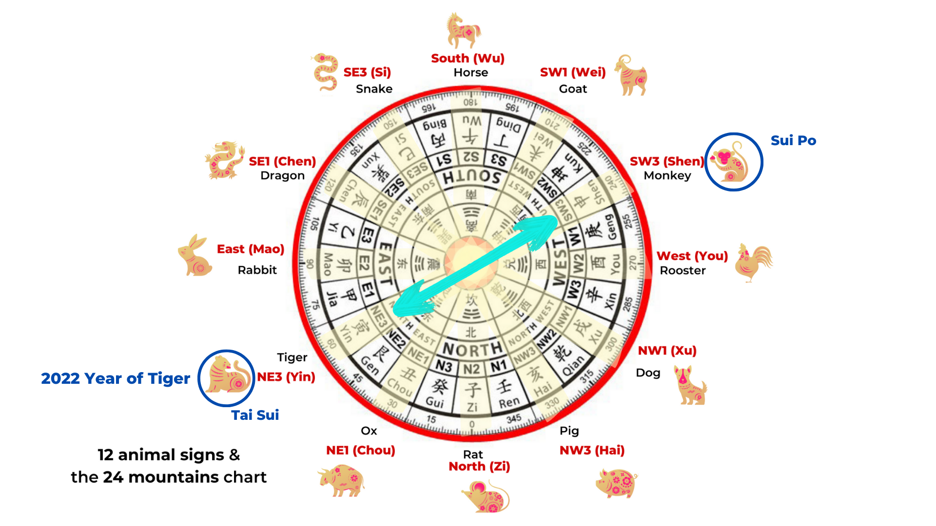 2022 Tiger year animal sign overview with their 12 yearly stars ...