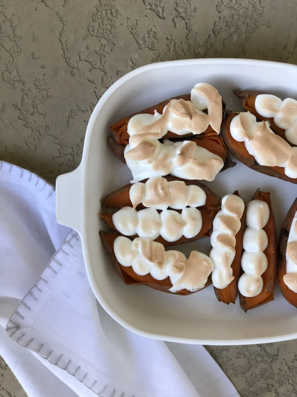 Mini Twice-Baked Sweet Potatoes with Meringue — Caramelized