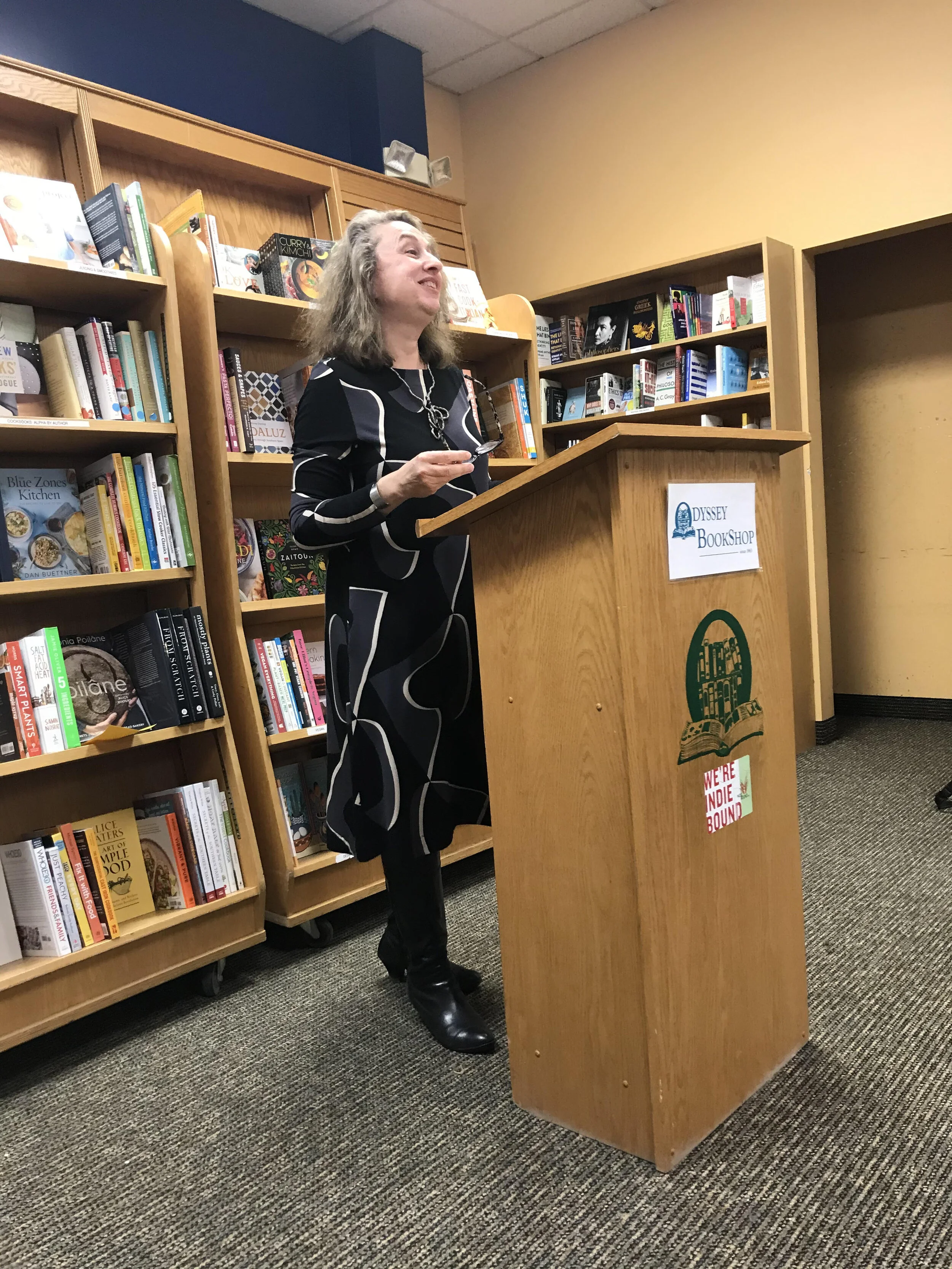 Professor Elizabeth Young reads from “Pet Projects” at the Odyssey ...