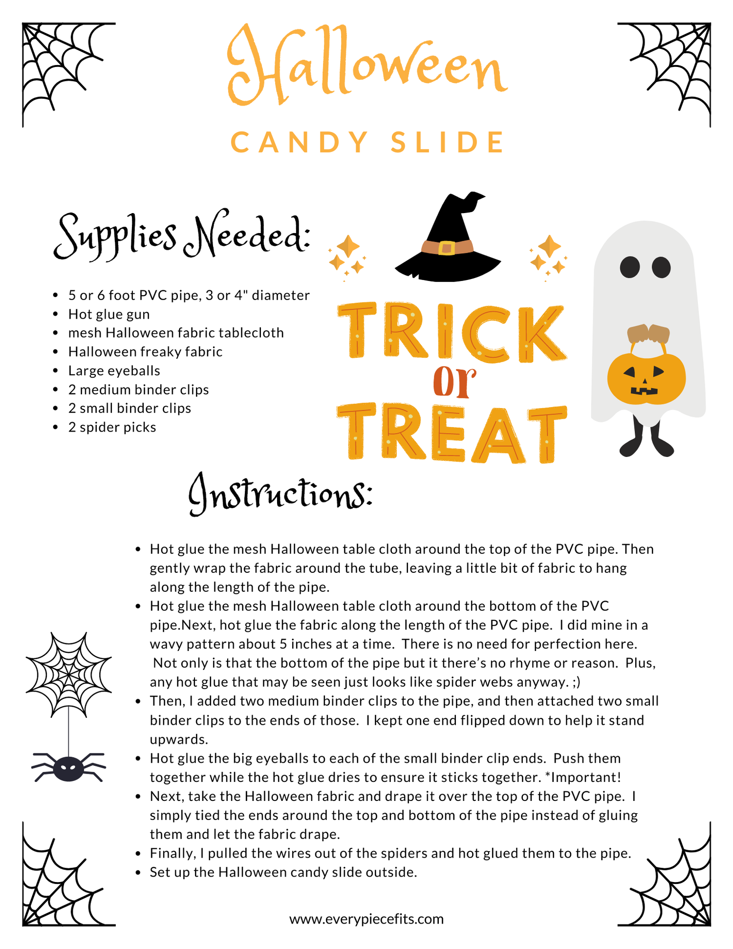 Socially Distanced Halloween Candy Slide - DIY — Every Piece Fits