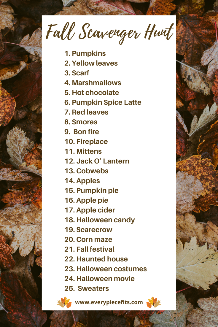 Fall Bucket List and Scavenger Hunt — Every Piece Fits