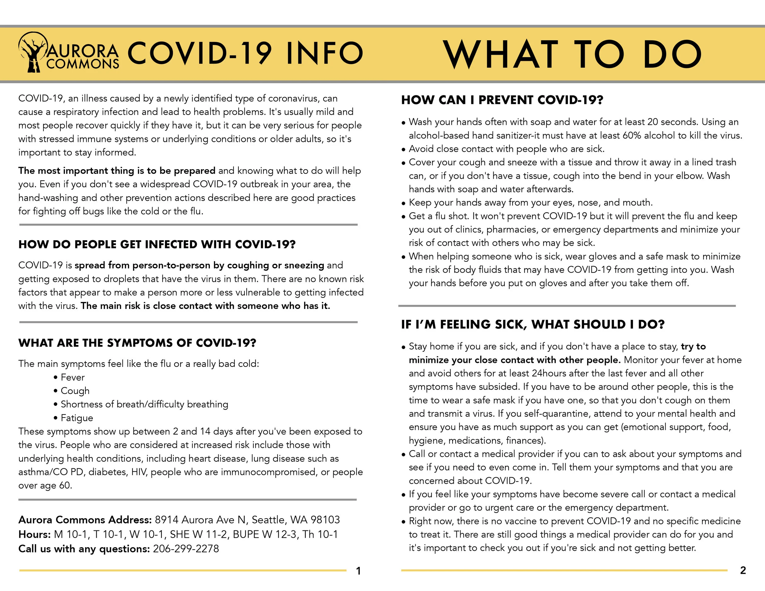 COVID-19 Resource Handout — Aurora Commons