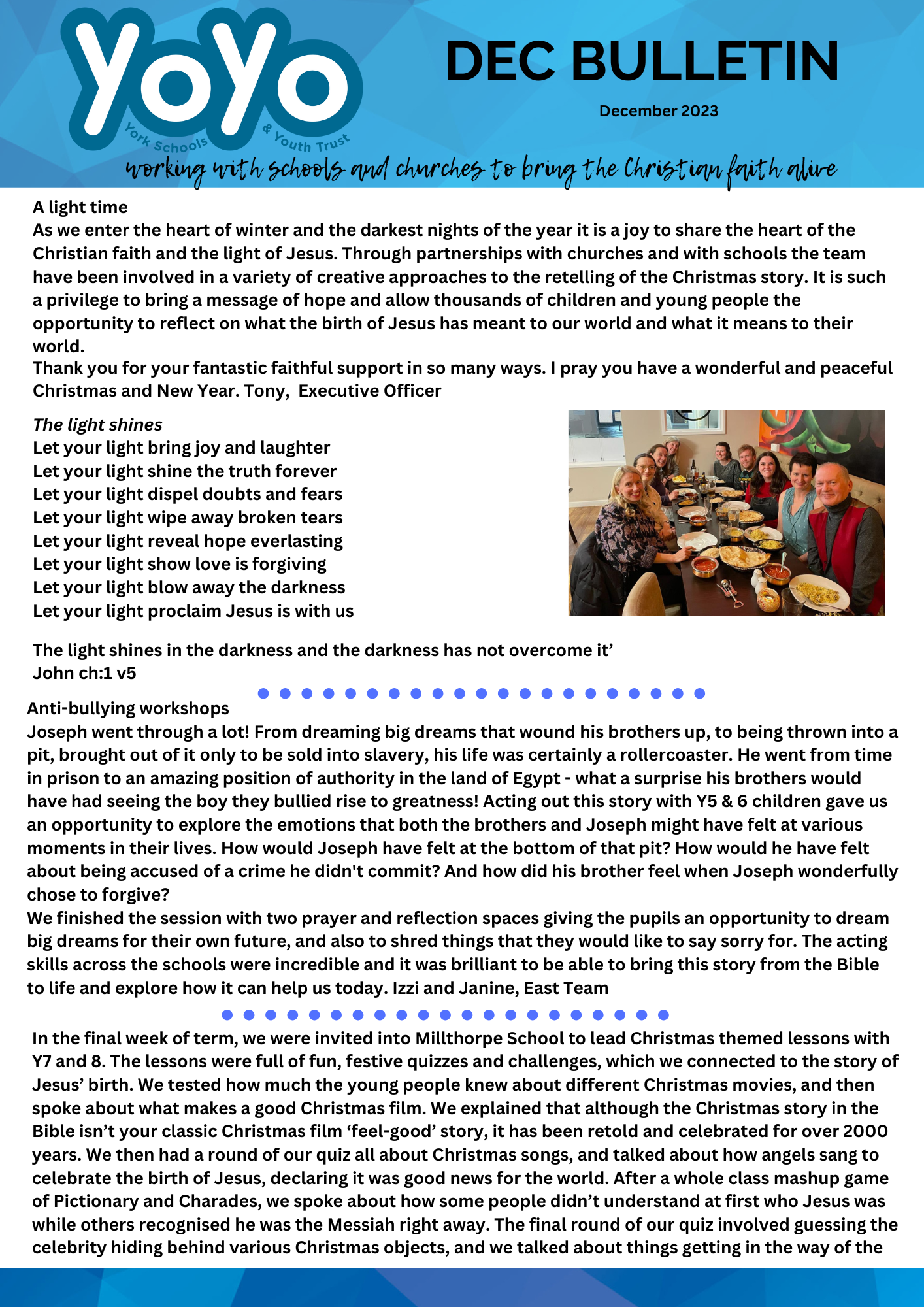 Newsletters & prayer calendar — YoYo Trust