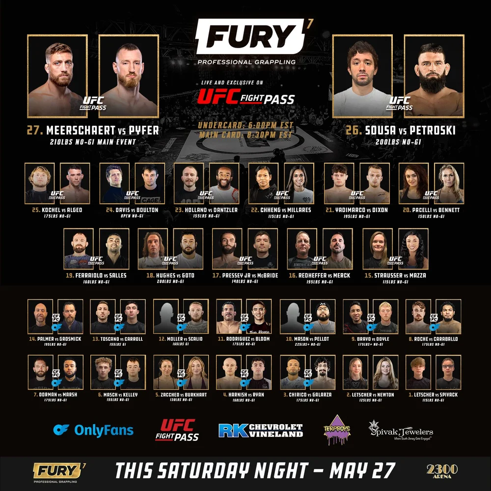 FURY Professional Grappling 7 on UFC Fight Pass Main Card Weigh-In ...
