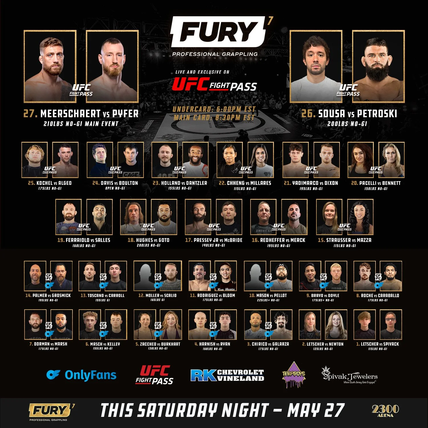 FURY Professional Grappling 7 on UFC Fight Pass Main Card Weigh-In ...