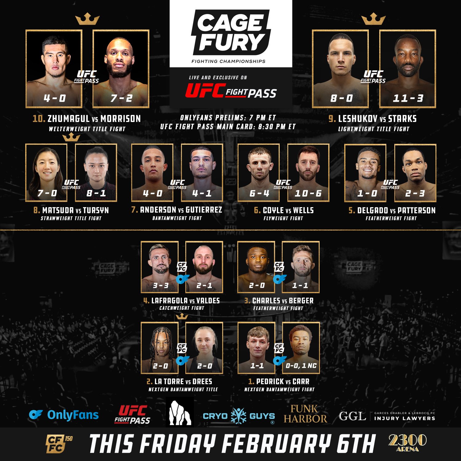 How to watch Friday's 'CFFC 150: Zhumagul vs. Morrison' event: Start ...