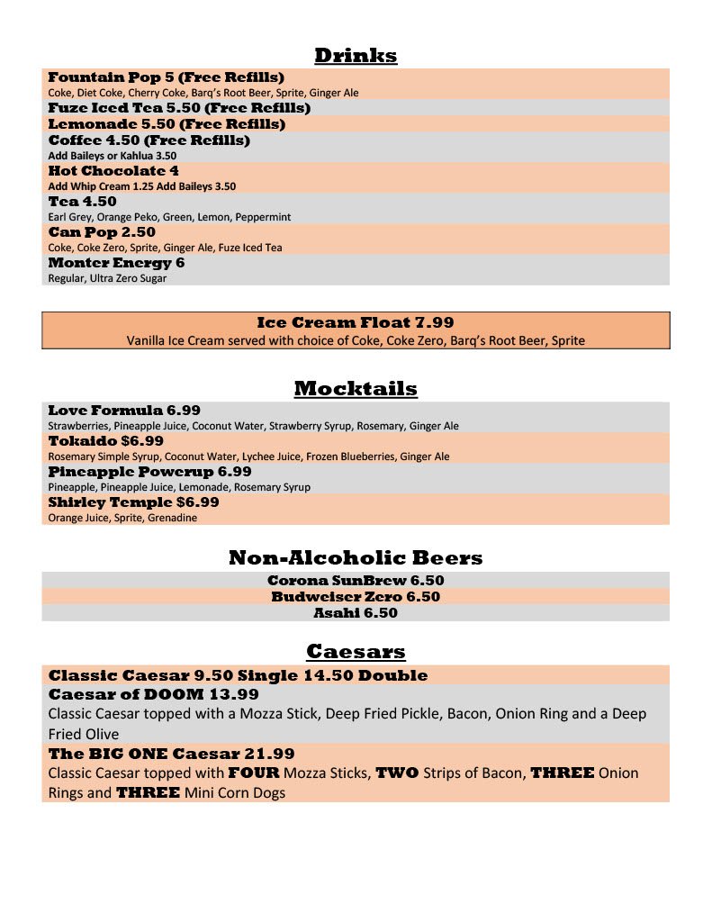 New Menu — Round Table Board Gamerie