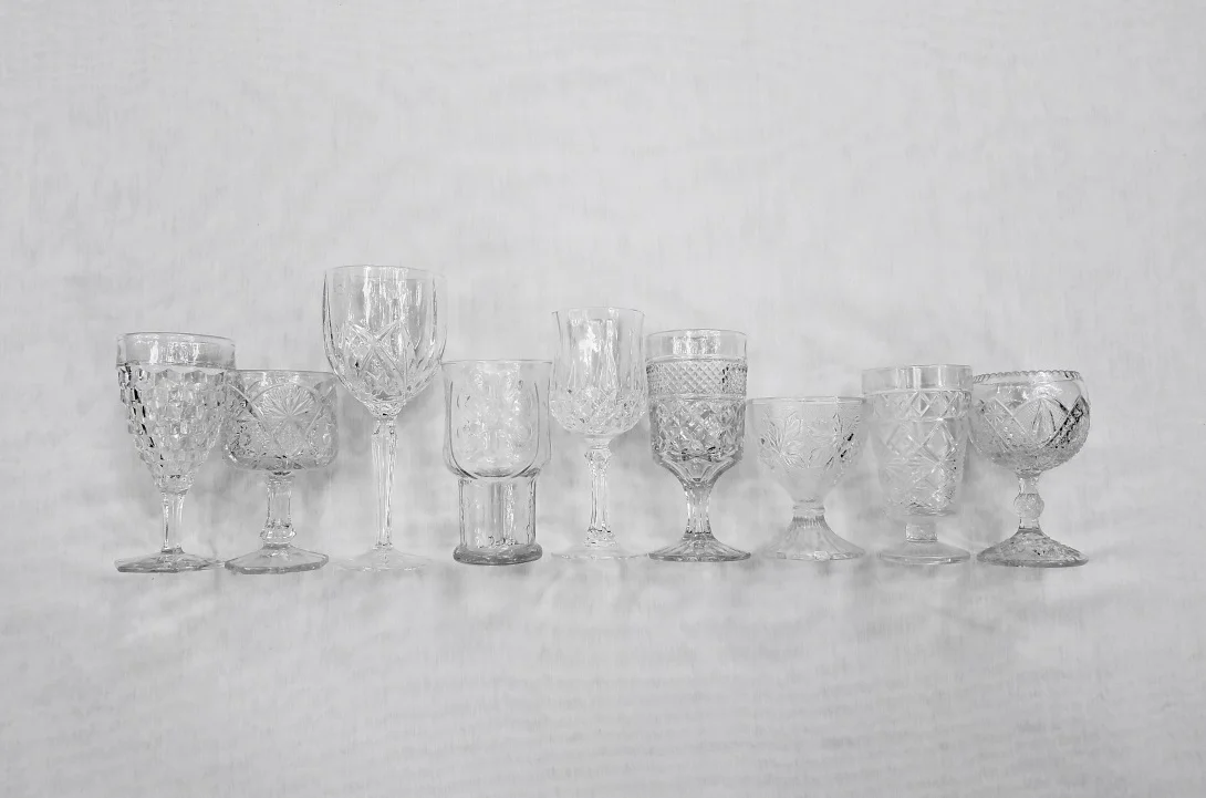 Glassware Rentals-Clear Glass Goblets (Mixture of Styles)