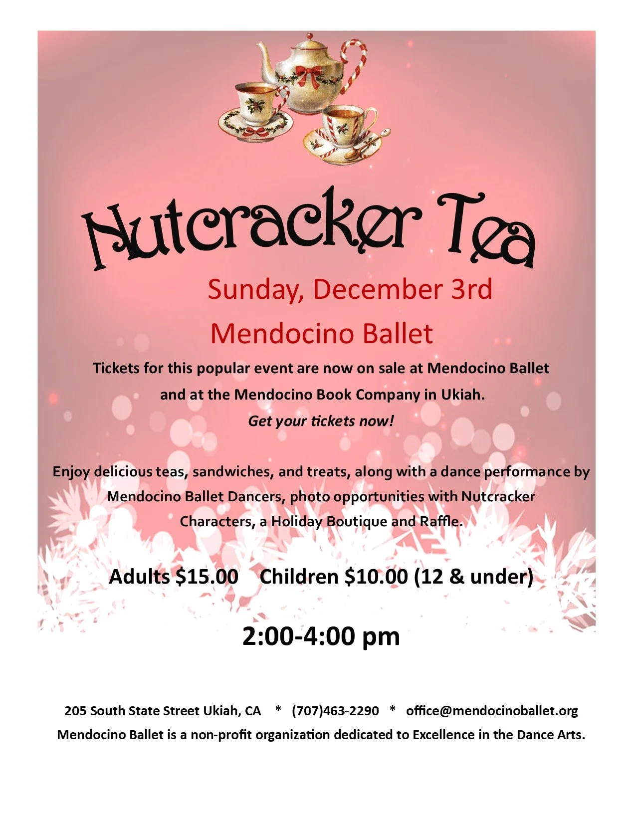 It's tea time! Our Nutcracker Tea will be held December 3rd ...