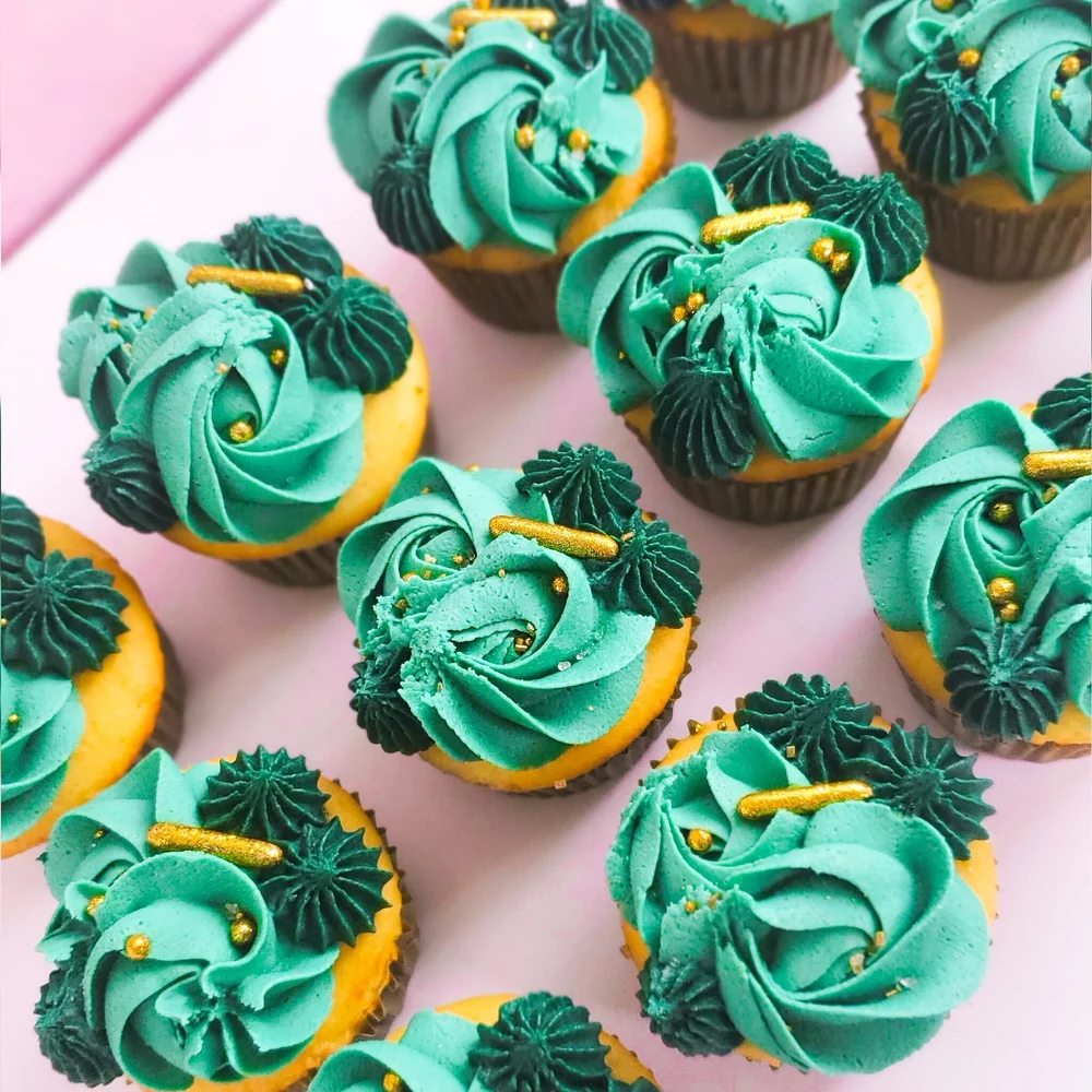 Green Birthday Cupcakes