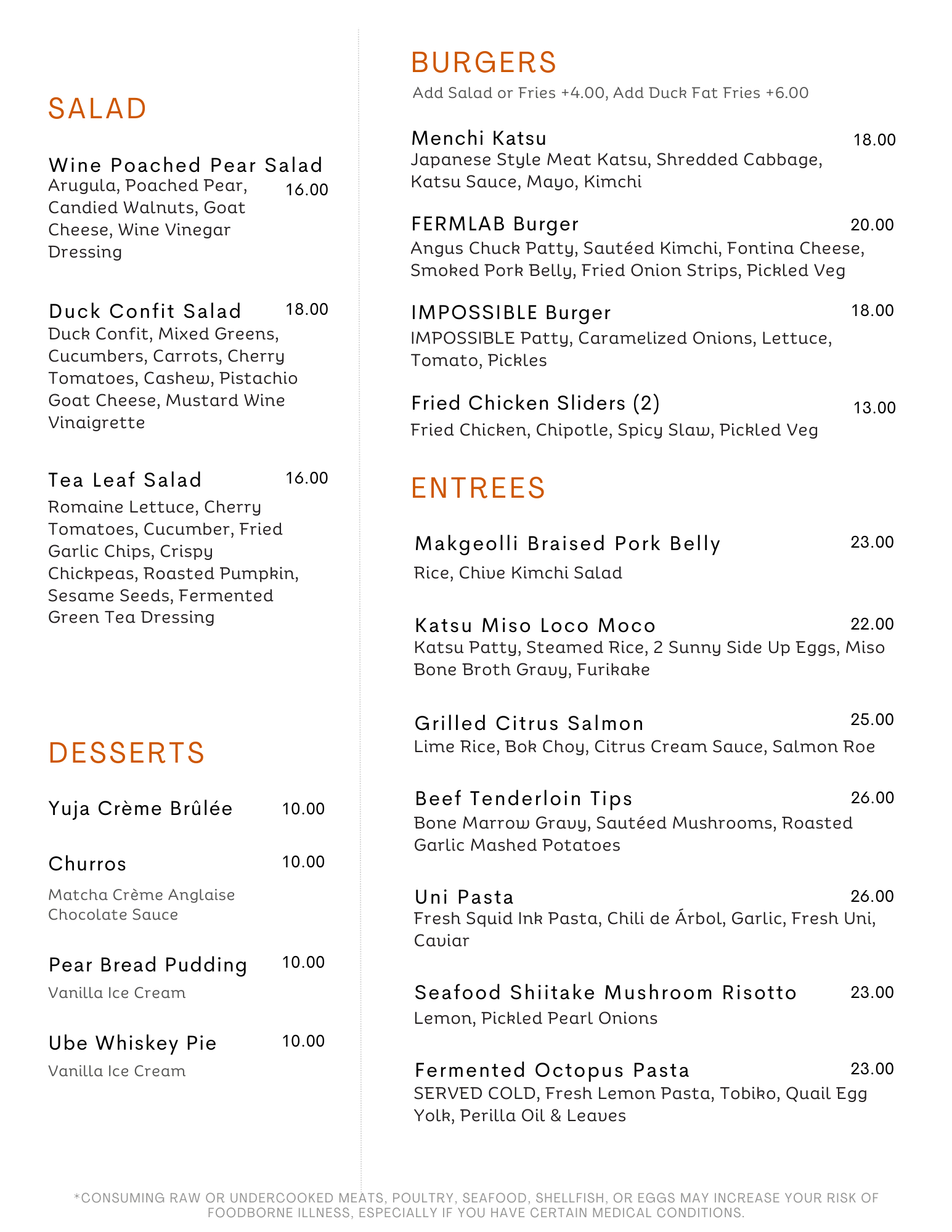 PM Menu — Fermentation Lab