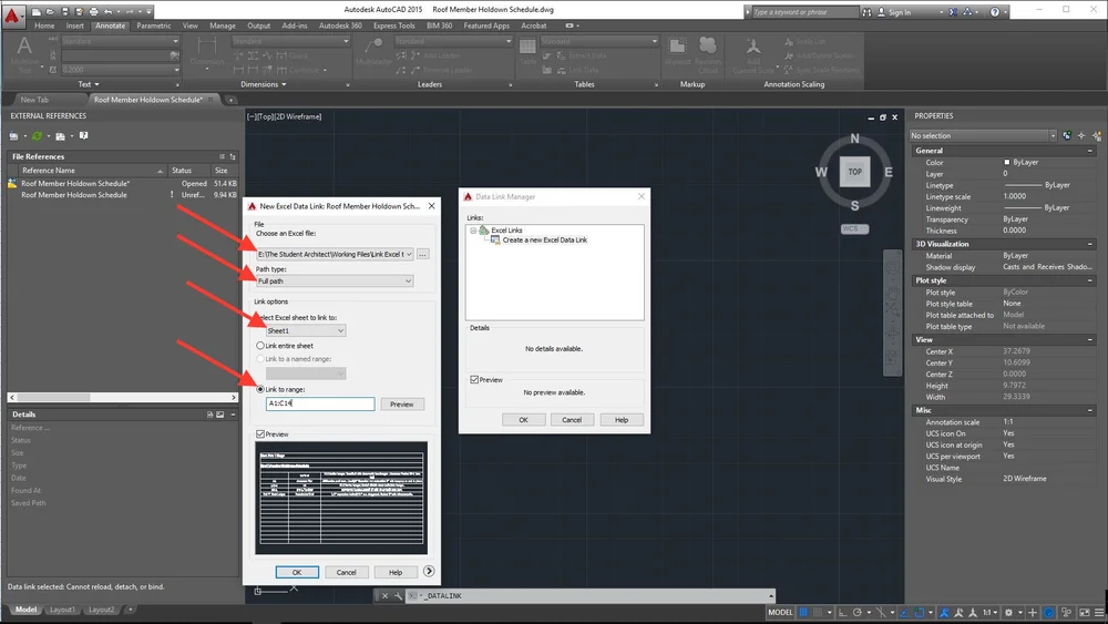 How to Link Excel Spreadsheets into AutoCAD + Revit — THE STUDENT ARCHITECT