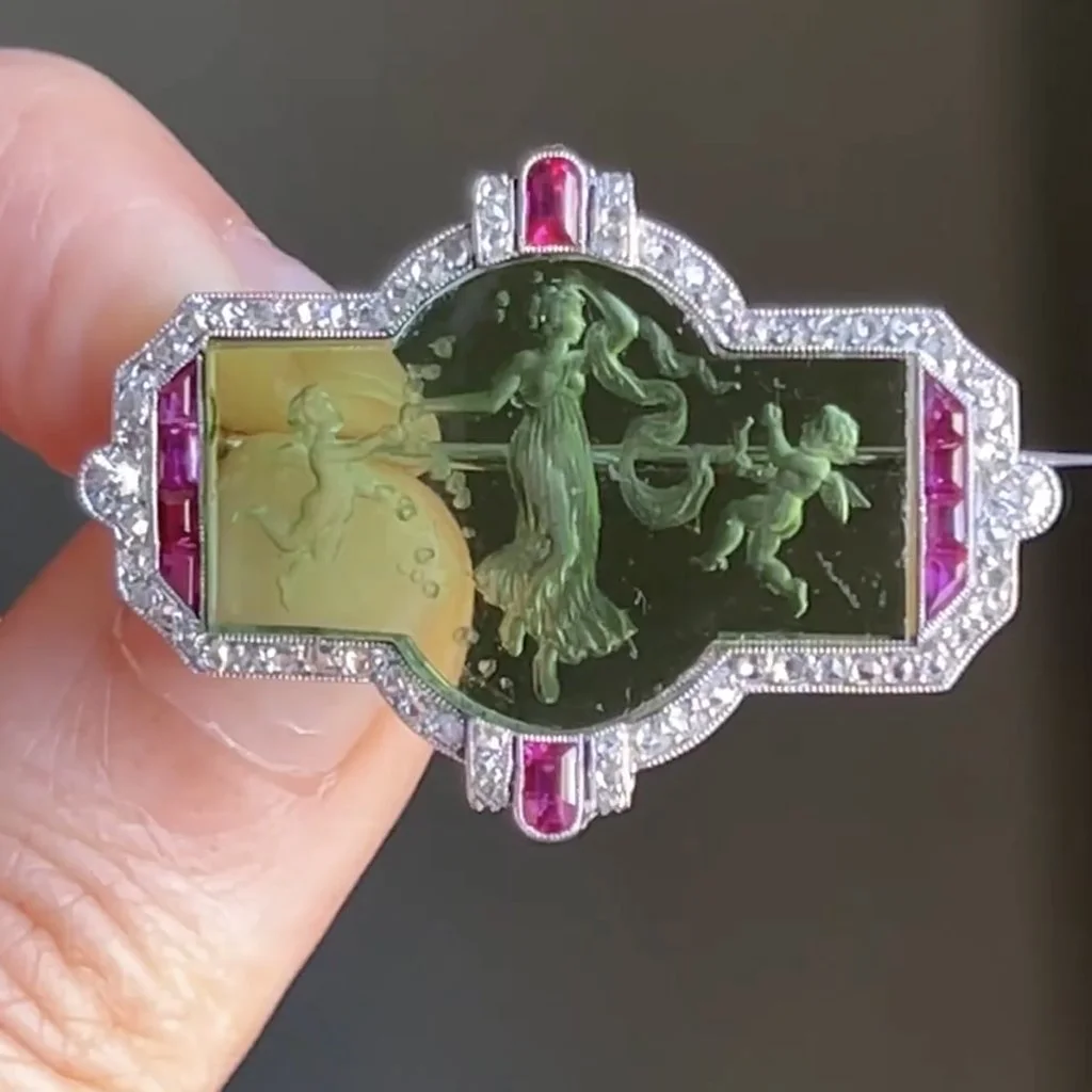 Art Deco Glass Intaglio Brooch, circa 1920 — Simon Teakle