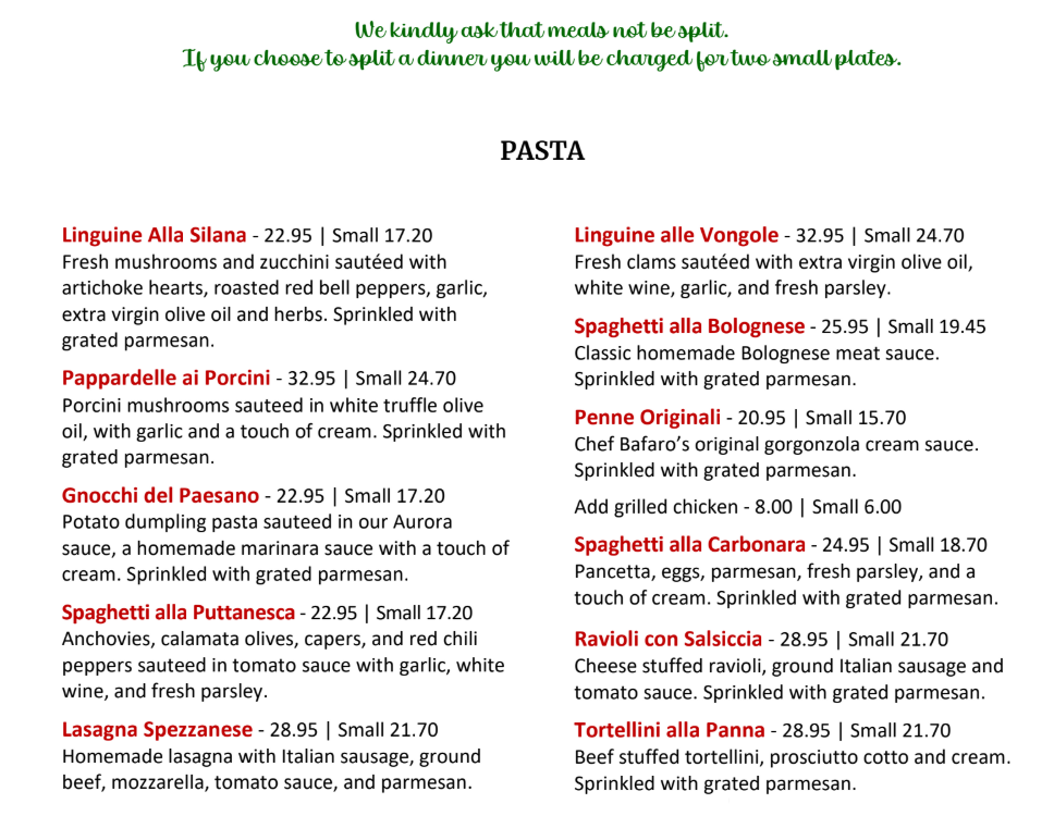 Menu — Il Paesano Ristorante Italiano