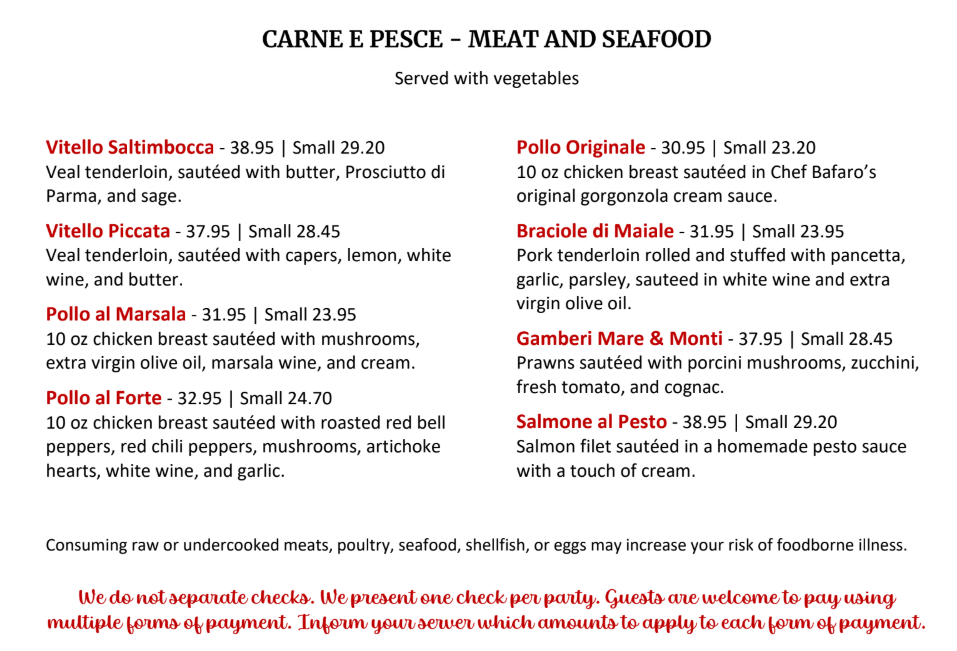 Menu — Il Paesano Ristorante Italiano