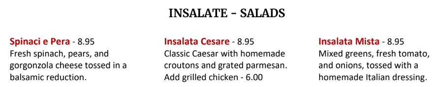 Menu — Il Paesano Ristorante Italiano