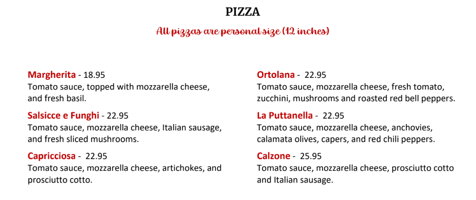Menu — Il Paesano Ristorante Italiano