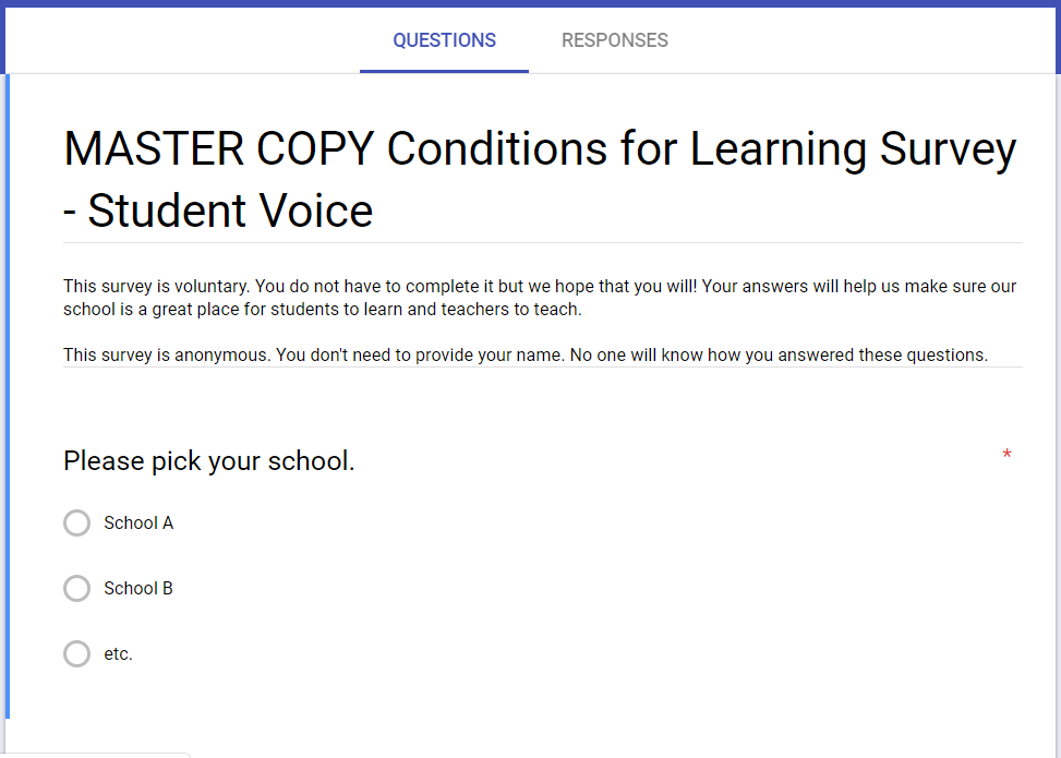 Conditions for Learning Surveys — Massachusetts Tools for Schools