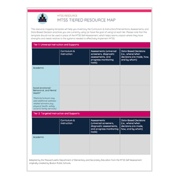MTSS Tiered Resource Map — Massachusetts Tools for Schools