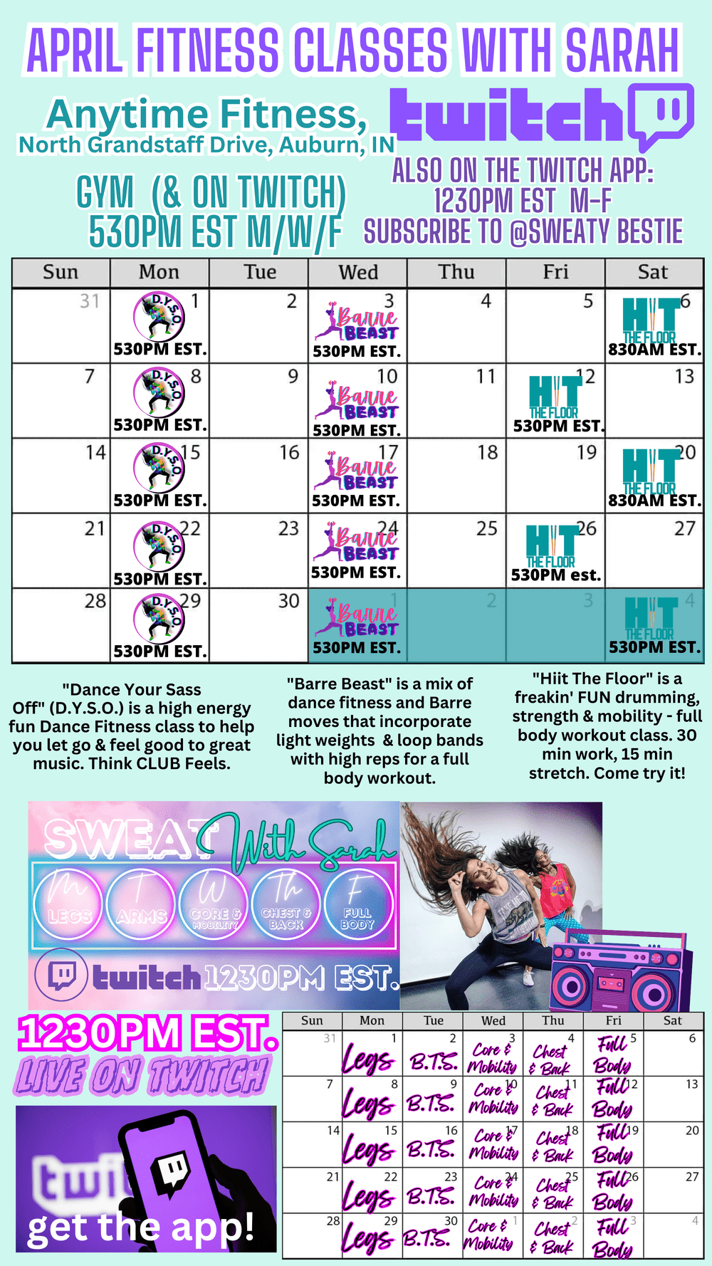 April 2024 Fitness Classes — Sarah Placencia