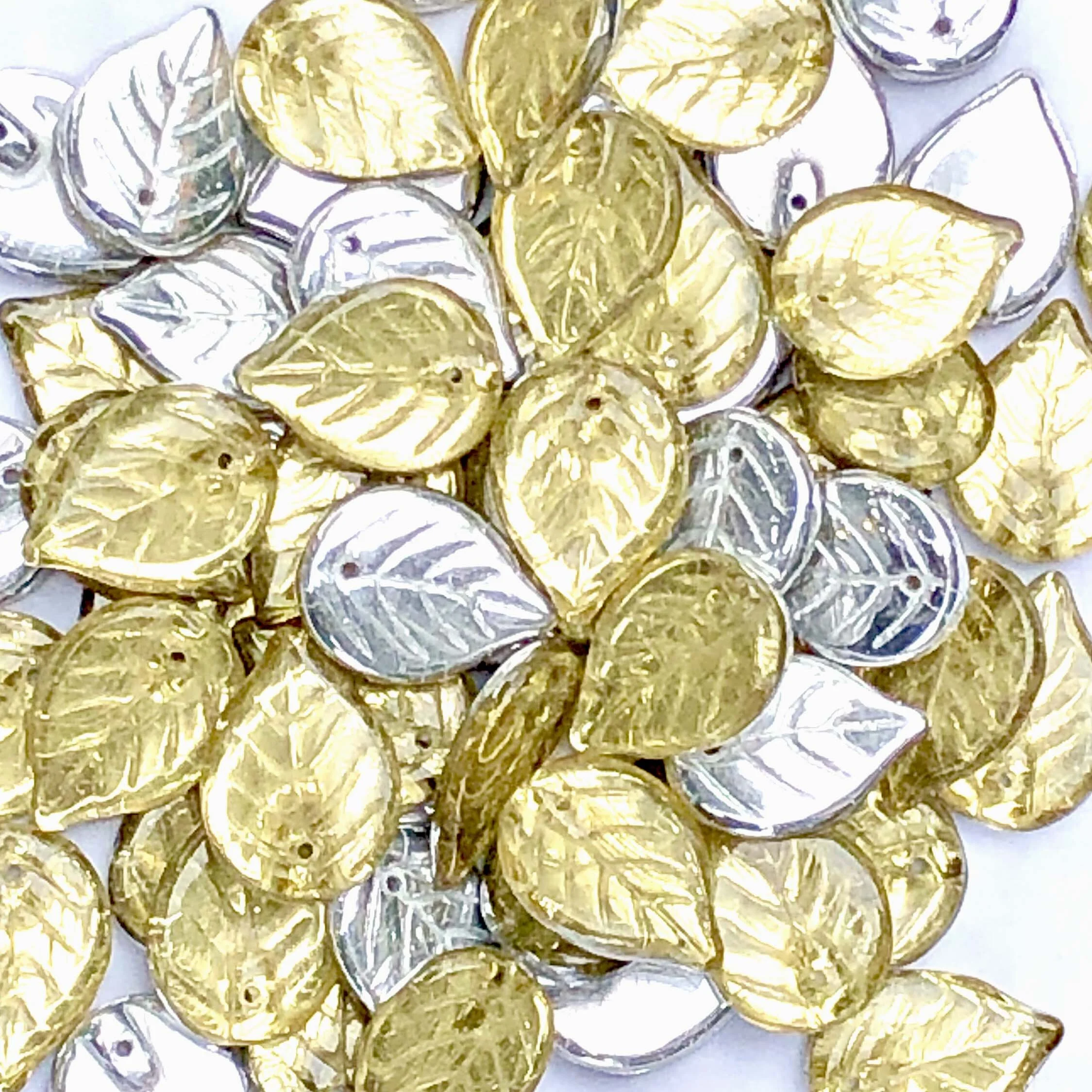 Glass Leaf Beads ($8 - $10 / Pkg of 40) — ZETAMARI MOSAIC ARTWORKS