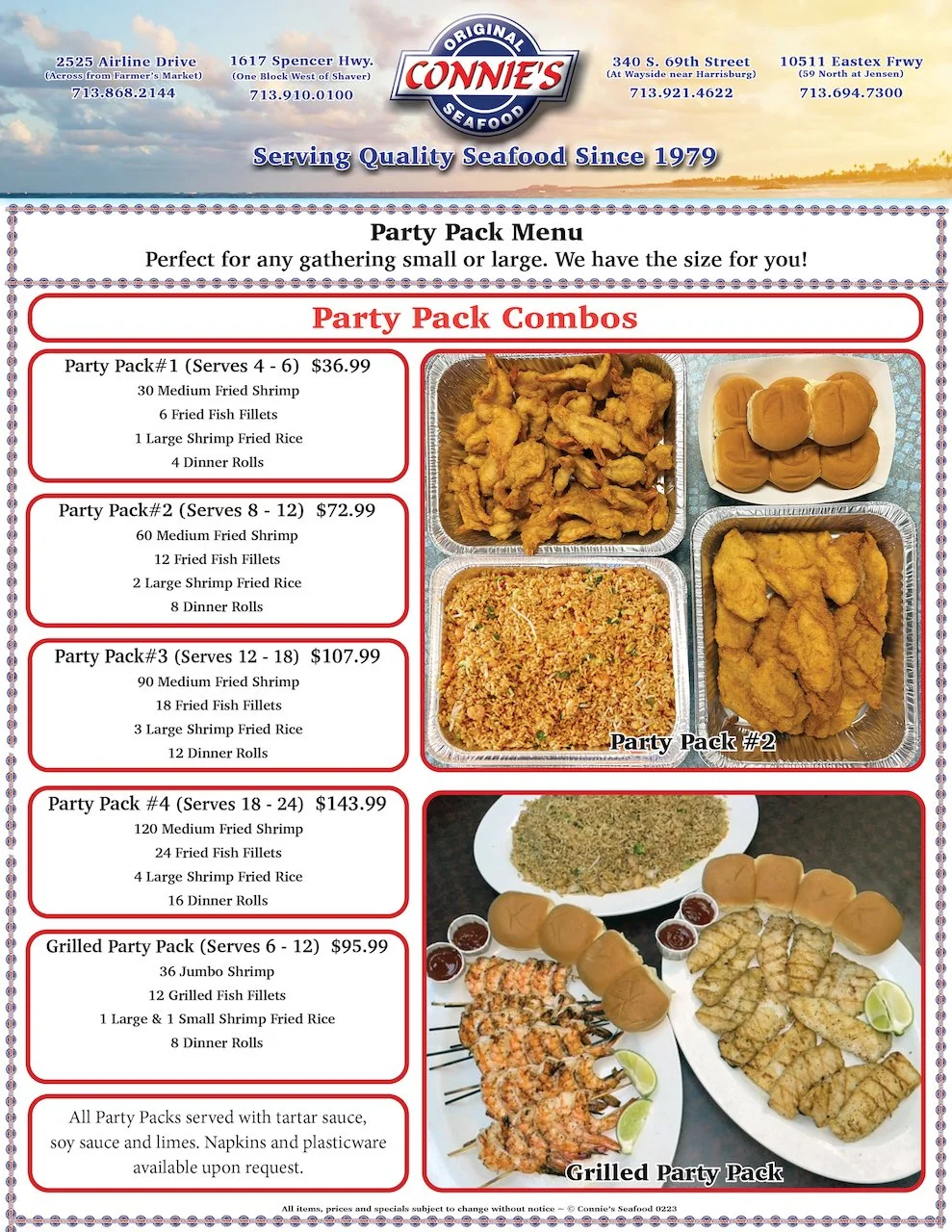 Menu — Connie's Seafood