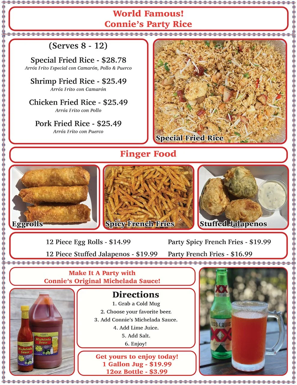 Menu — Connie's Seafood