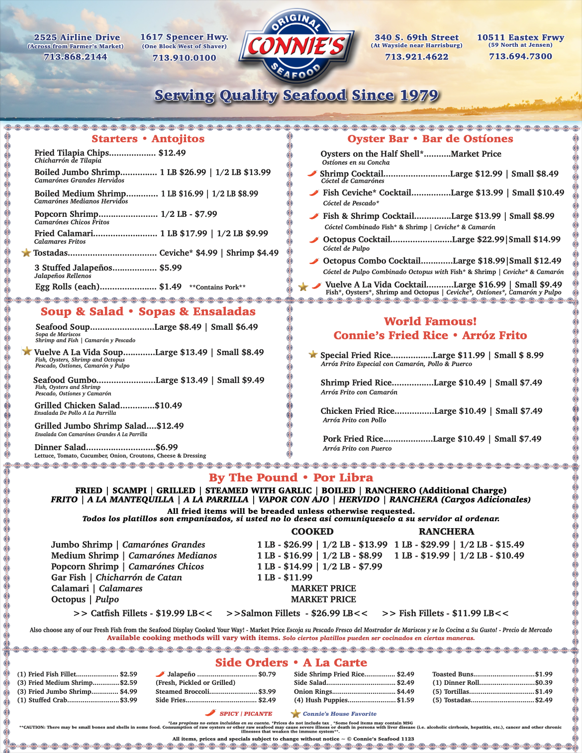 Menu — Connie's Seafood