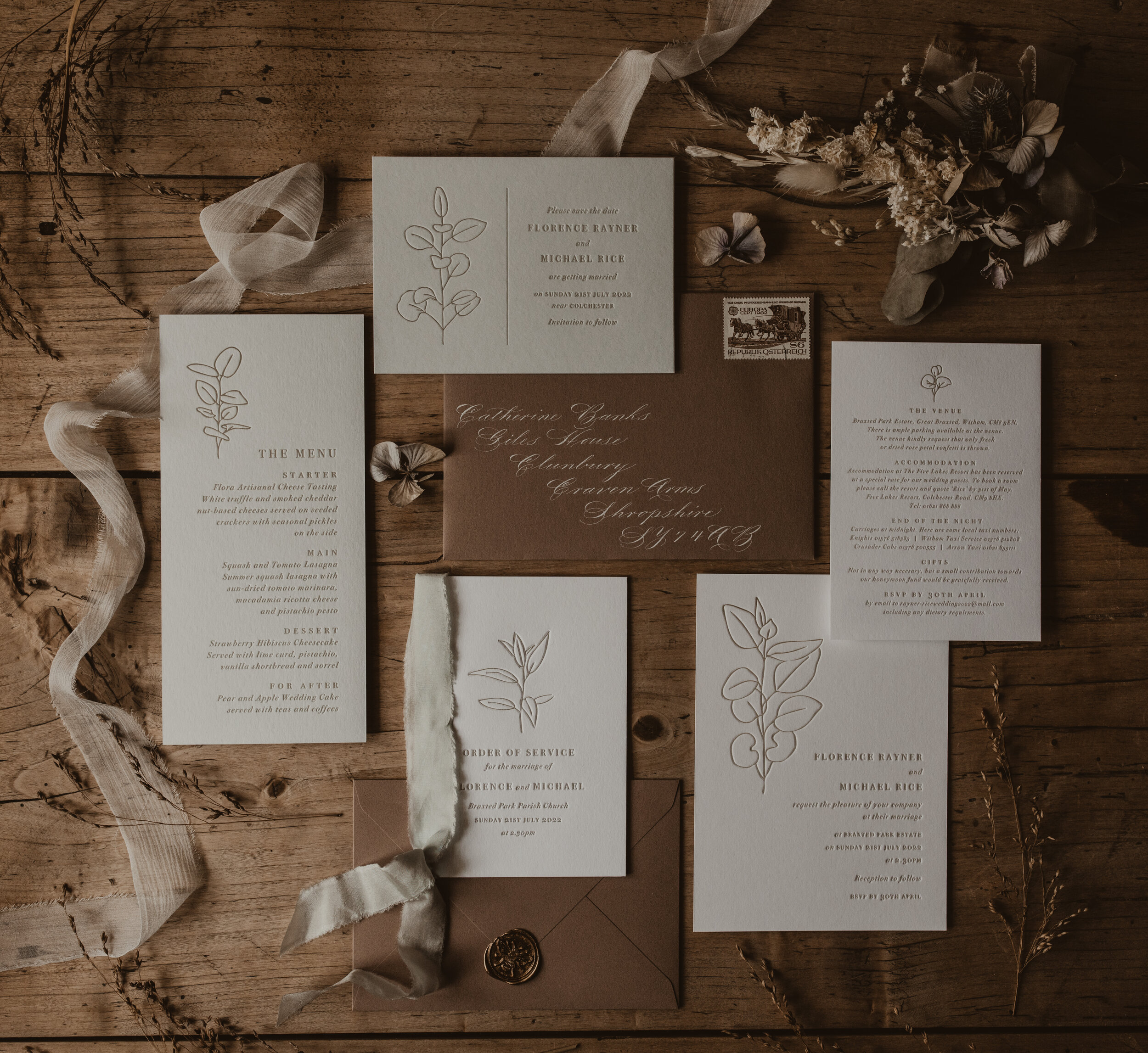 Feuille Letterpress Wedding Invitations and Stationery by Artcadia ...