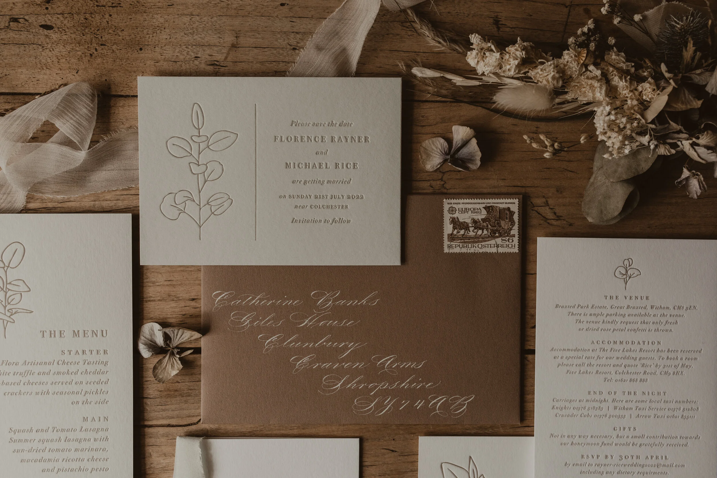 Feuille Letterpress Wedding Invitations and Stationery by Artcadia ...