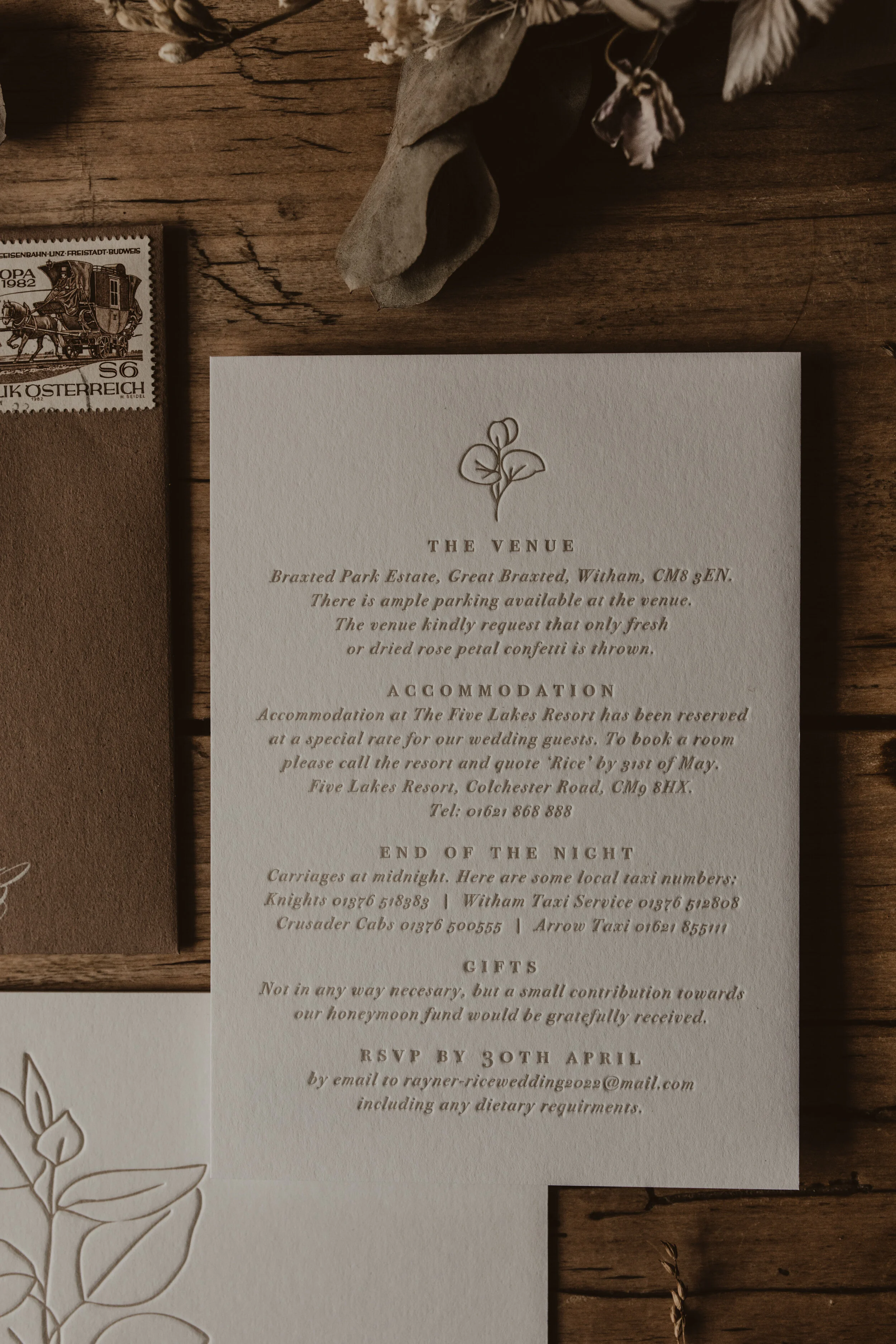Feuille Letterpress Wedding Invitations and Stationery by Artcadia ...