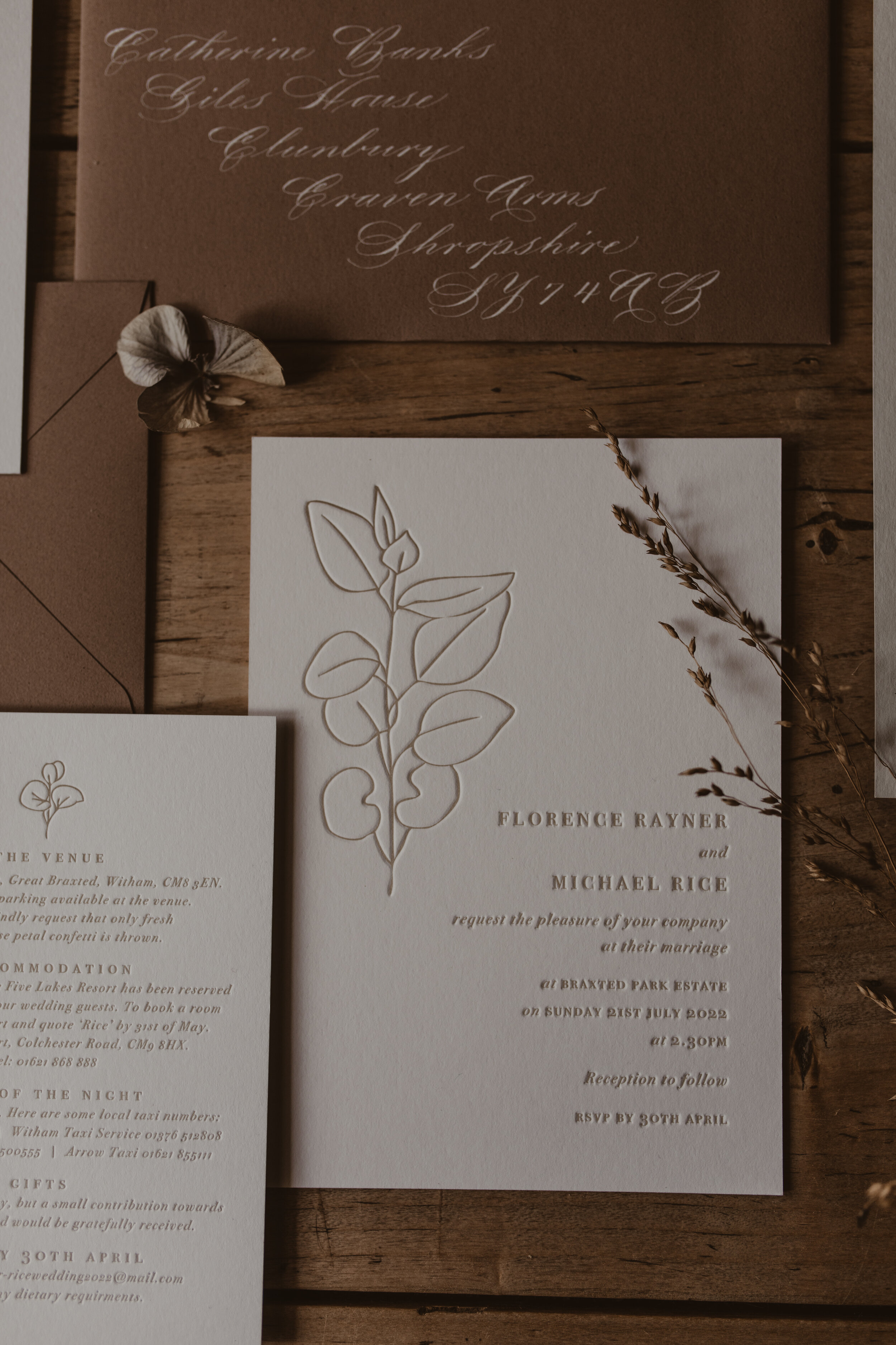 Feuille Letterpress Wedding Invitations and Stationery by Artcadia ...